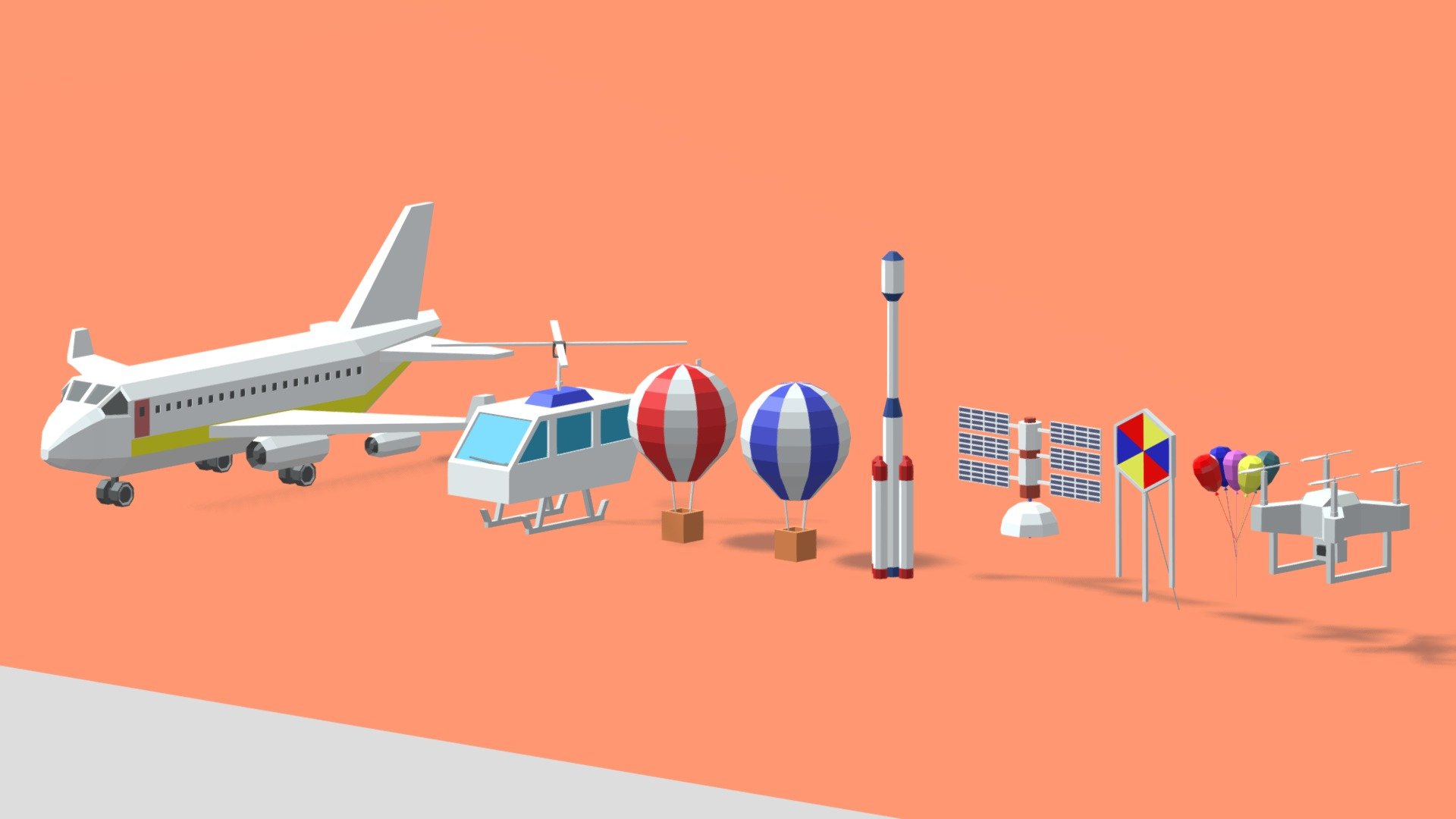 Cartoon Flying Vehicles and Props Pack - Buy Royalty Free 3D model by ...