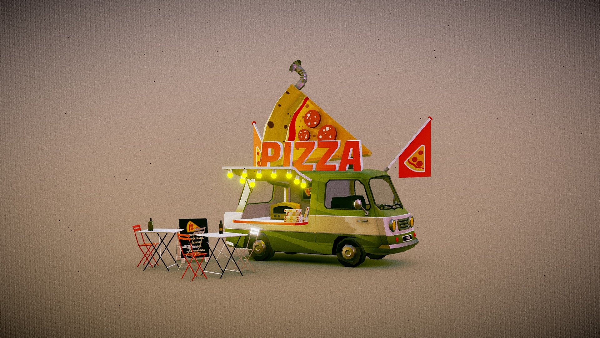 Pizza Foodtruck Lowpoly - Buy Royalty Free 3D model by boriscargo ...
