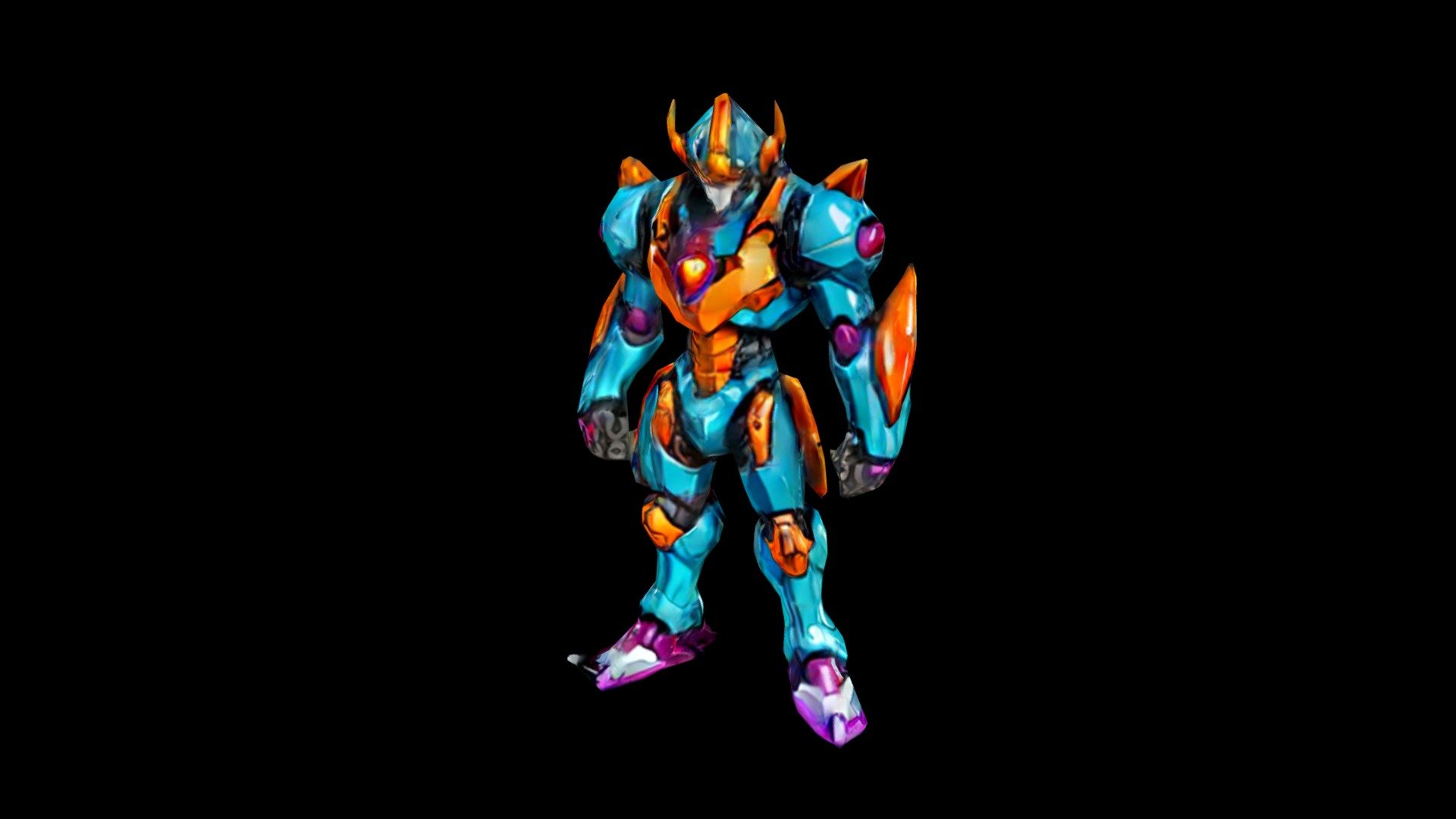 An illustration of a large robot with vibrant bl - Download Free 3D ...