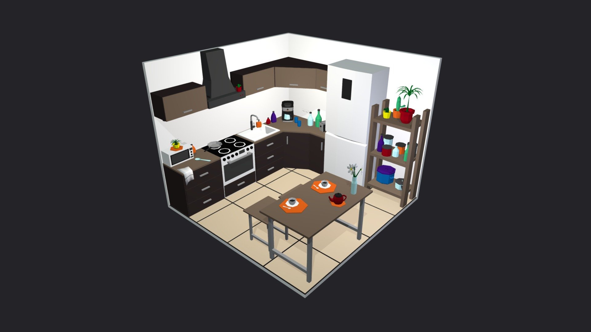 Kitchen Room 5 Low-poly 3D model - Buy Royalty Free 3D model by Mnostva ...