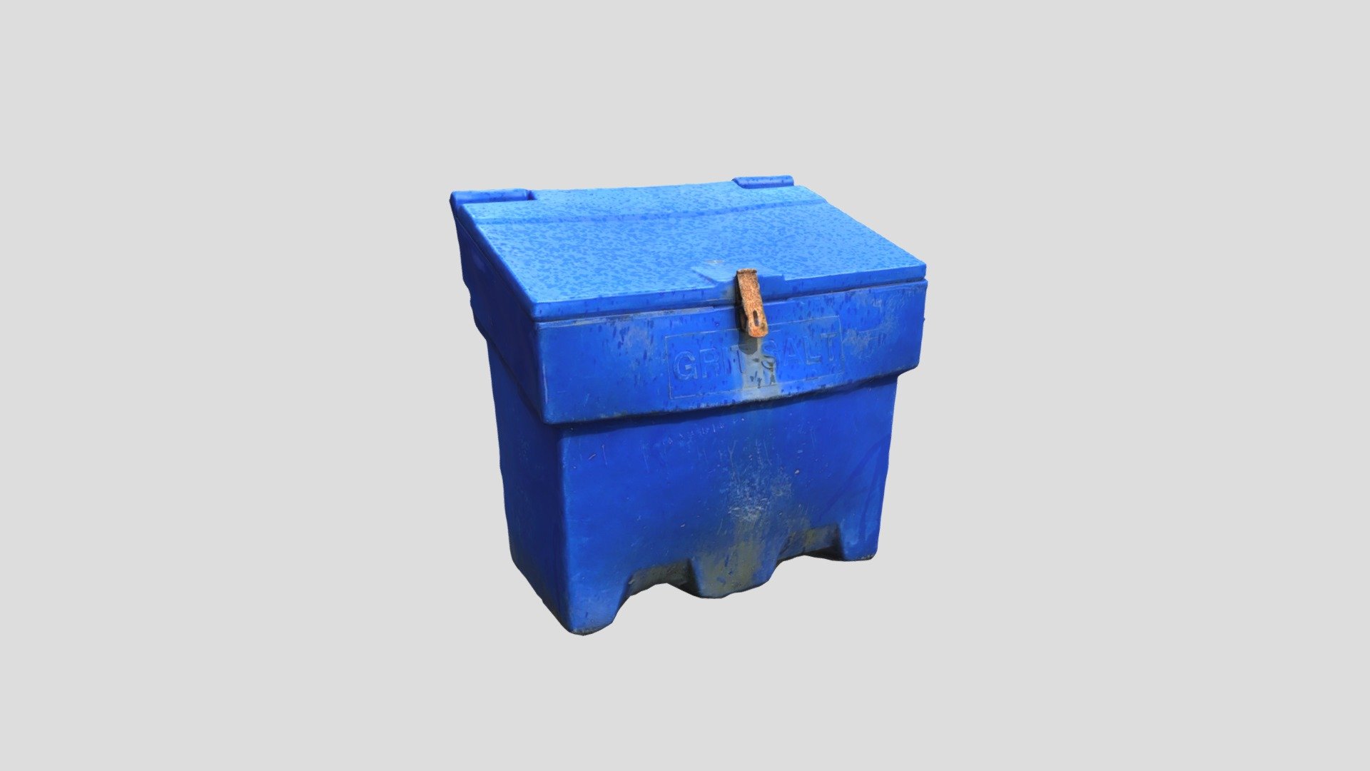 Blue Grit Bin, weathered, rusted latch -poly - 3D model by BarryMcC ...