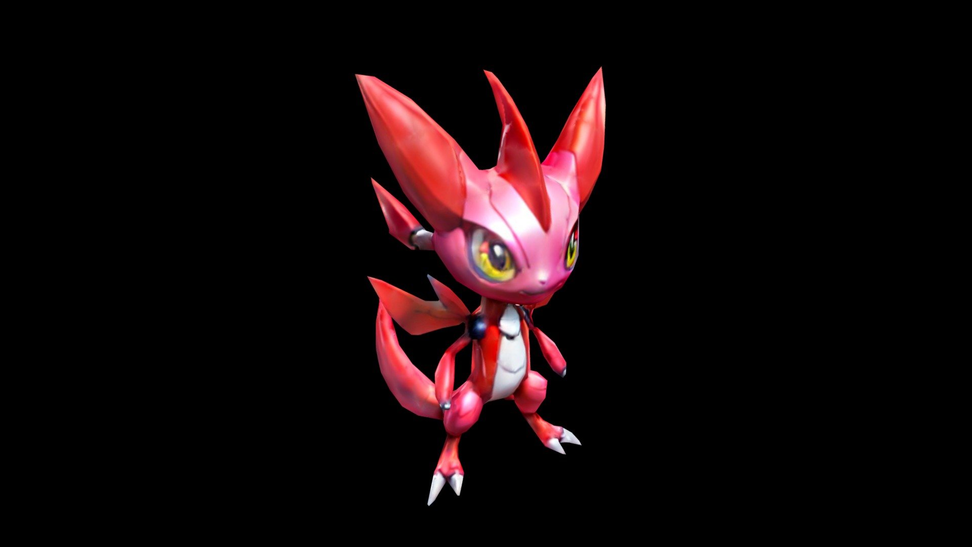 Pokémon cartoon, pink dragon with horns and red - Download Free 3D ...