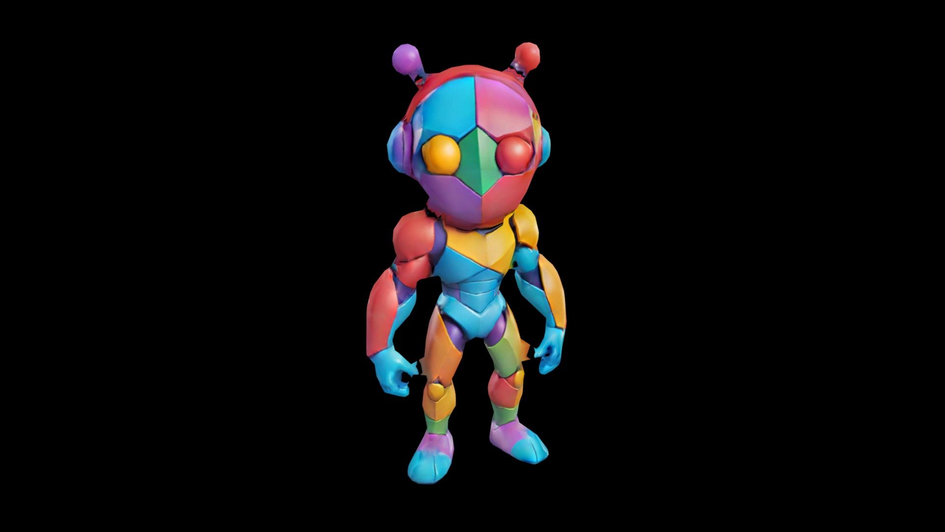 A toy robot with a colorful design of red, orang - Download Free 3D ...