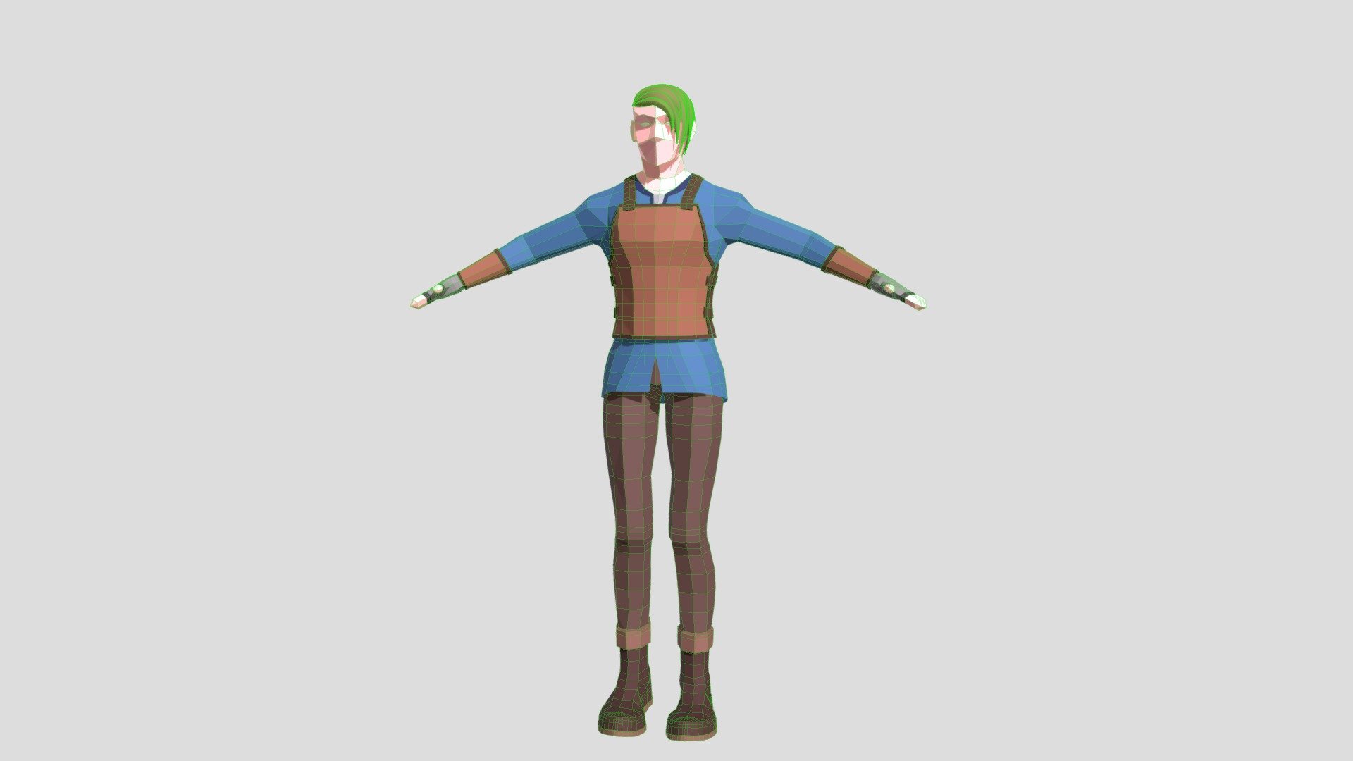 Lowpoly character for game project (wire frame) - 3D model by Joseph ...