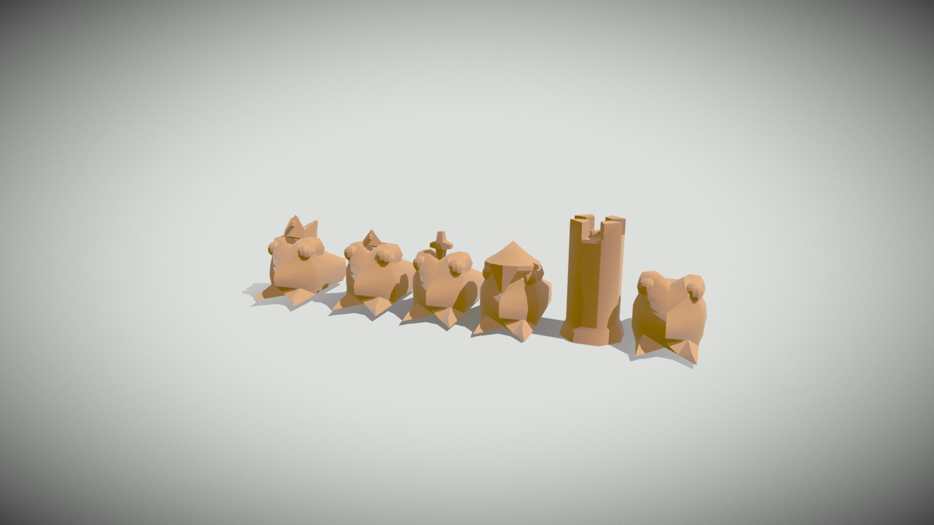 wooden frog chess pieces - 3D model by Sara :) (@saralynn) [0defe42 ...