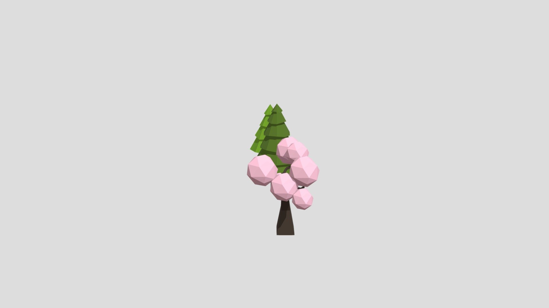 two low poly tree and cherry blossoms - 3D model by lin_1229 [0e071e3 ...