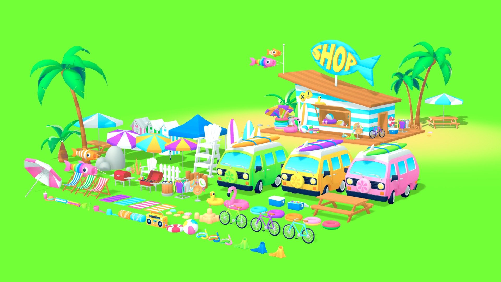 Beach Party Pack - Buy Royalty Free 3D model by L3X [0e08b54 ...
