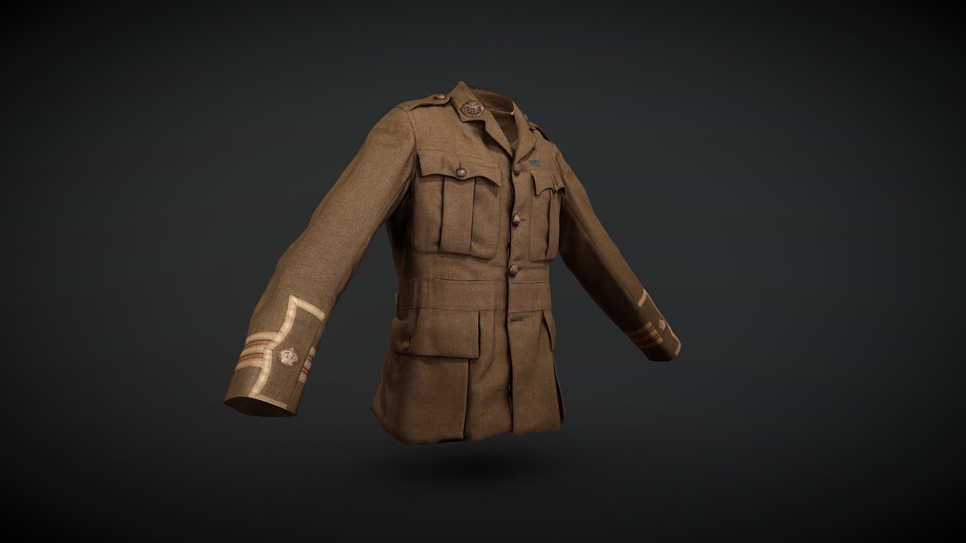 WWI Officers Service Jacket - 3D model by BodminKeep [0e1730f] - Sketchfab