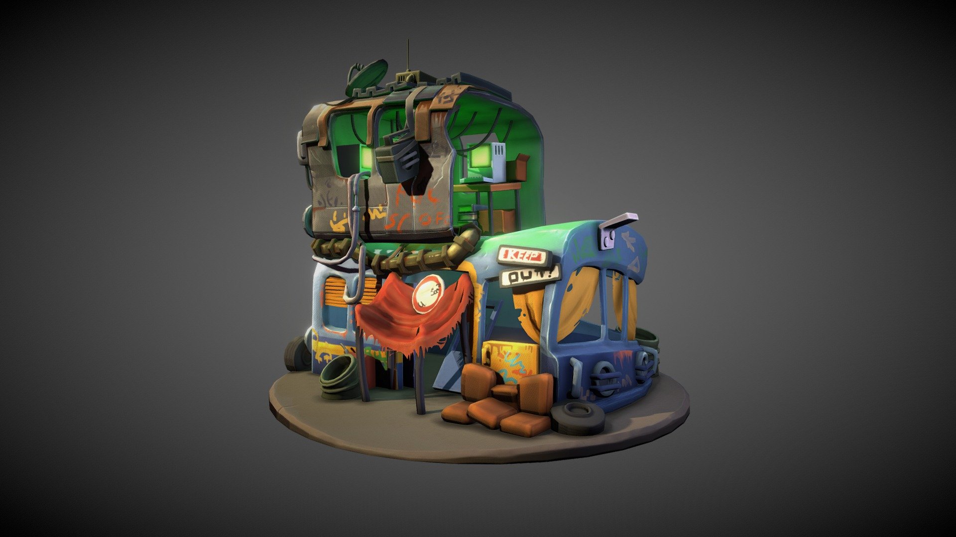 The Post Apocalypse Hacker Hangout - 3D model by Animru [0e1ecbb ...