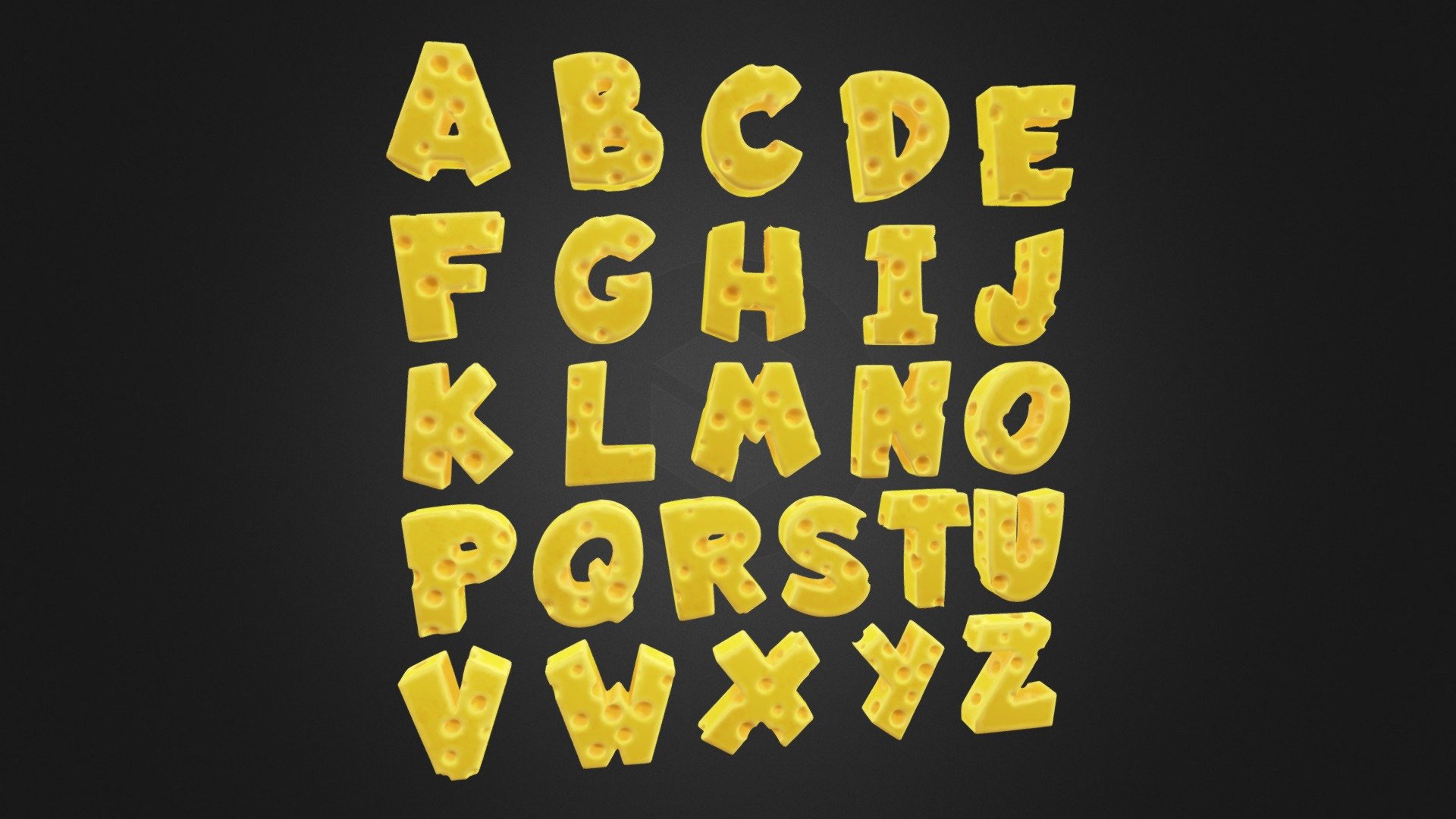 🧀 Stylized Cheesy Alphabet (Uppercase) 🧀 - 3D model by Alireza (@ixed ...