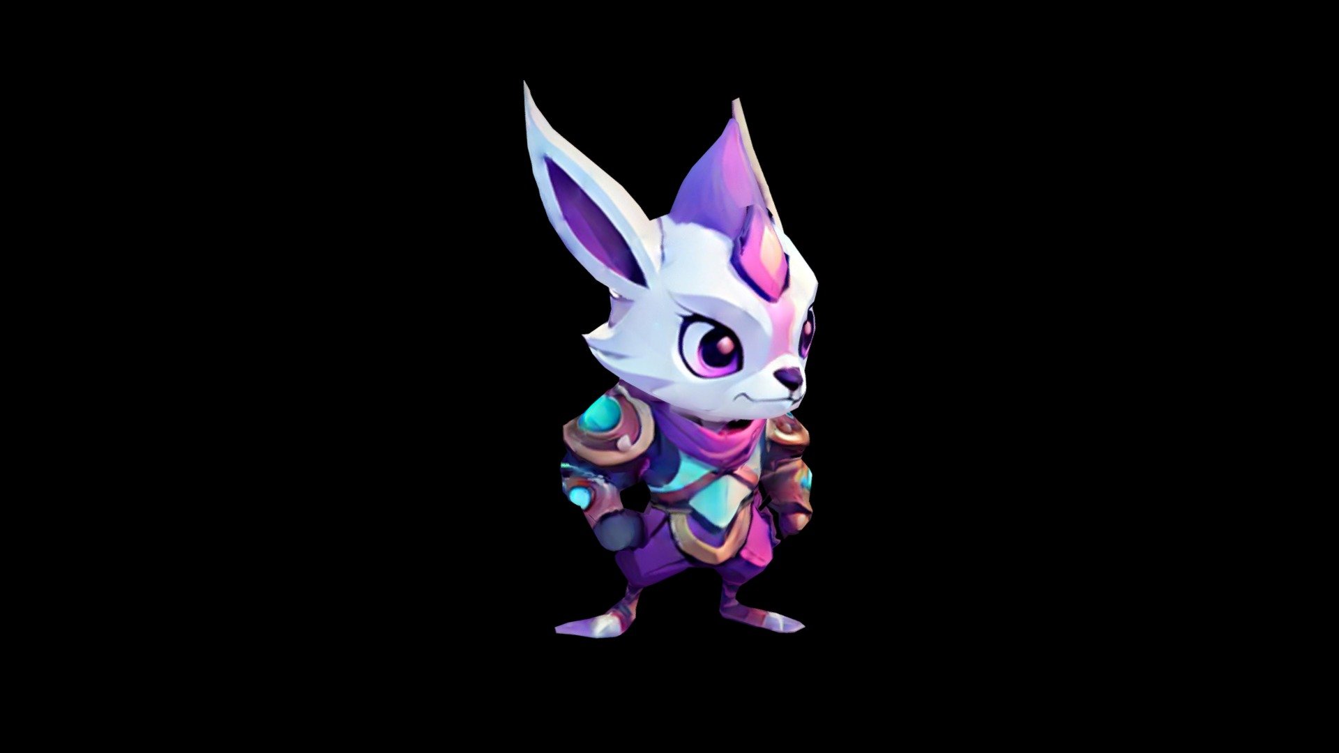 A white bunny rabbit with purple ears and a pink - Download Free 3D ...