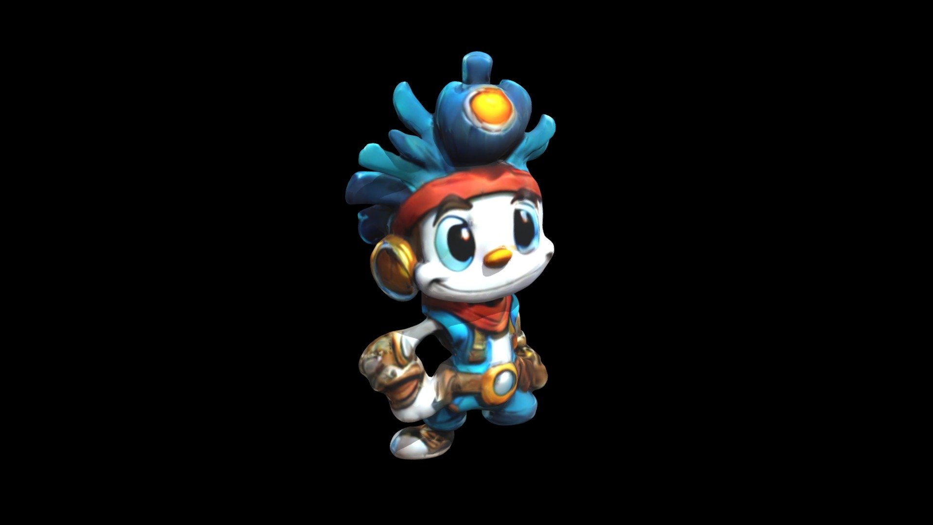 "Anime-styled character with blue eyes, orange h - Download Free 3D ...