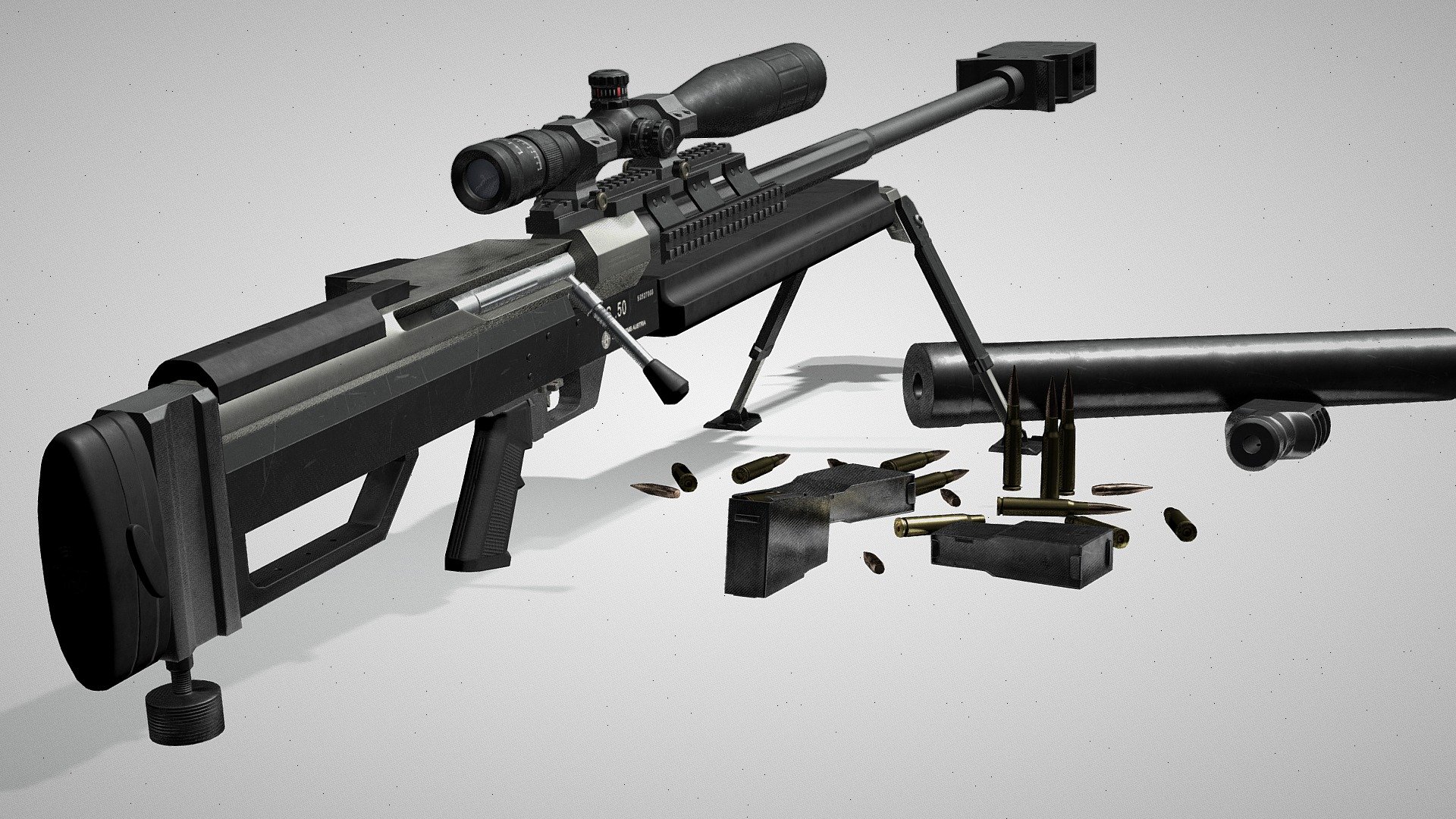 Steyr HS 50 M1.50 BMG anti-material sniper rifle - 3D model by ...