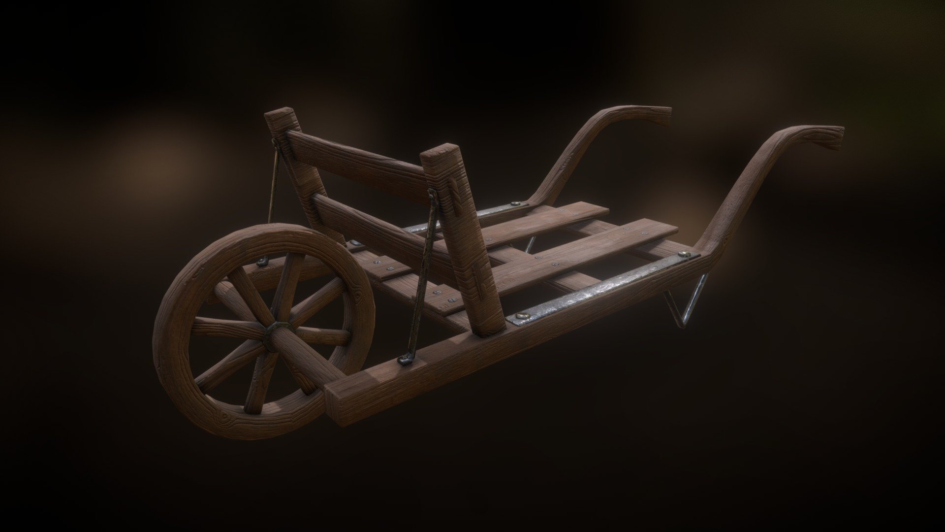 Old Wheelbarrow Dark Low-Poly PBR VR AR - Buy Royalty Free 3D model by ...