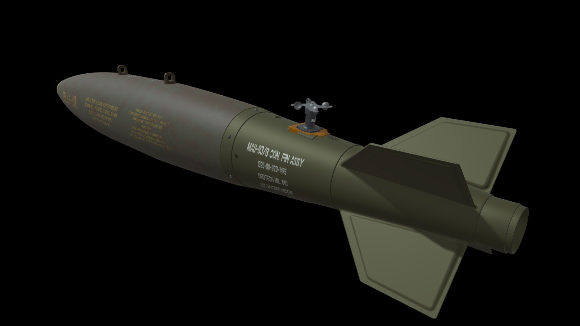 BLU-111 (MK-82 MAU-93) - 3D model by Edgar Brito (@e.brito) [0e92c16 ...