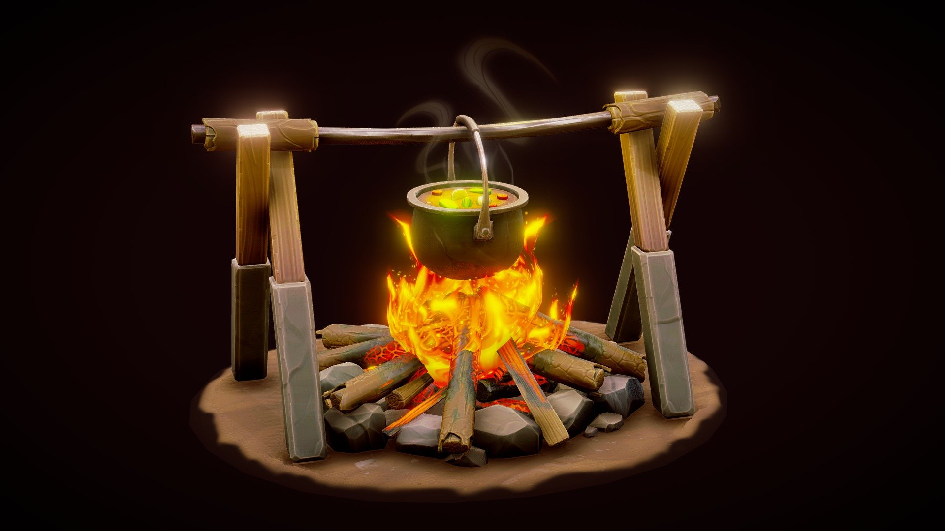 Stylized Campfire - Game Ready 3D Model - 3D model by Agustín Hönnun (@Agustin_Honnun) [0e93b85 ...