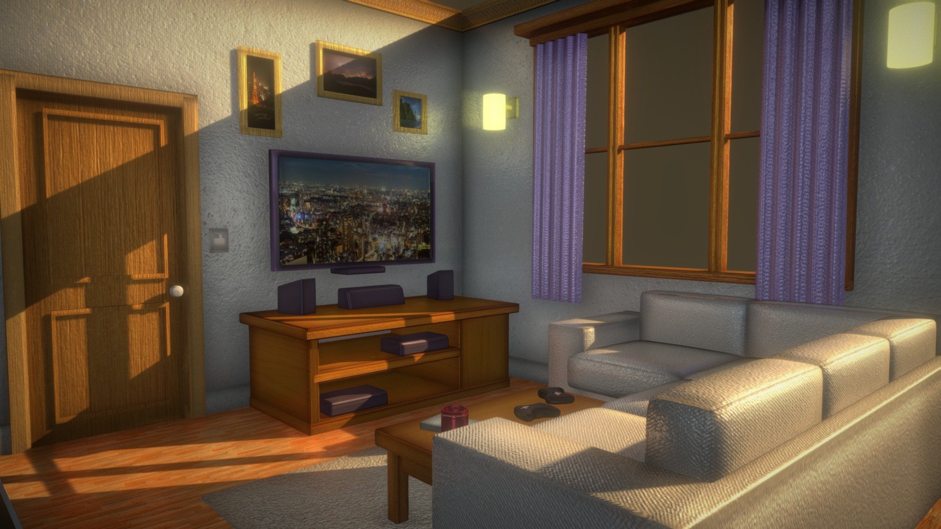 Modern Wooden Room - 3D model by NurHaida [0e9a5b1] - Sketchfab