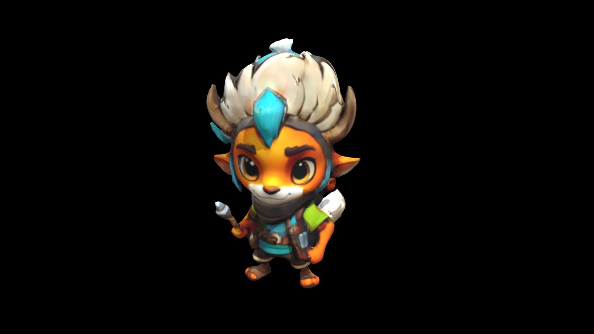 a cartoon character with horns and feathers o - Download Free 3D model ...