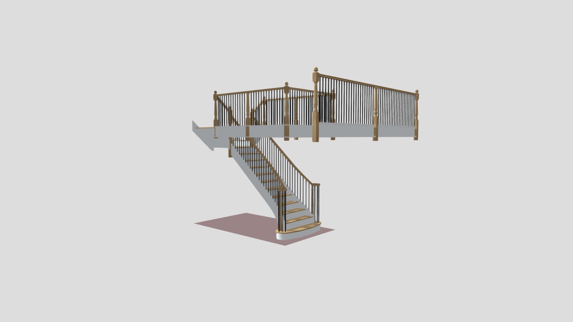 T-Shape Flared with Oak Treads - 3D model by David Smith St Ives ...