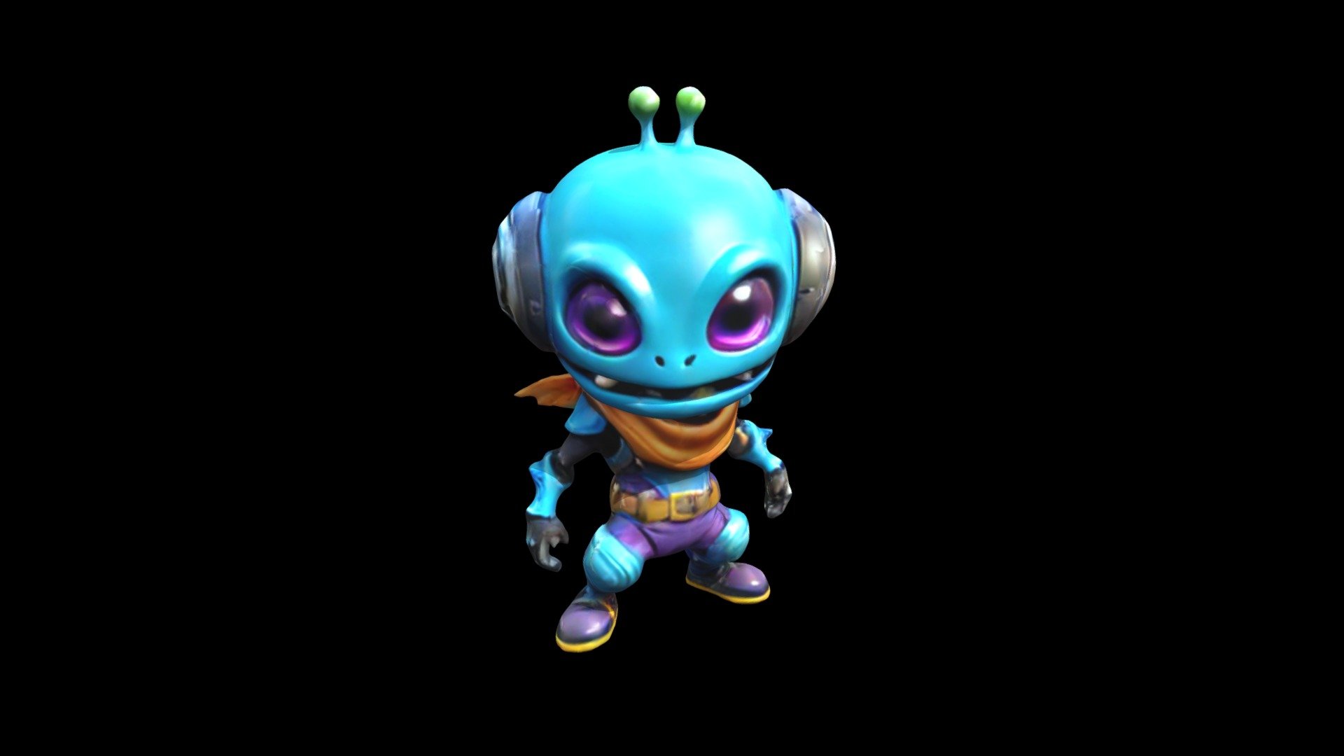 "An adorable blue alien with big purple eyes, a - Download Free 3D ...