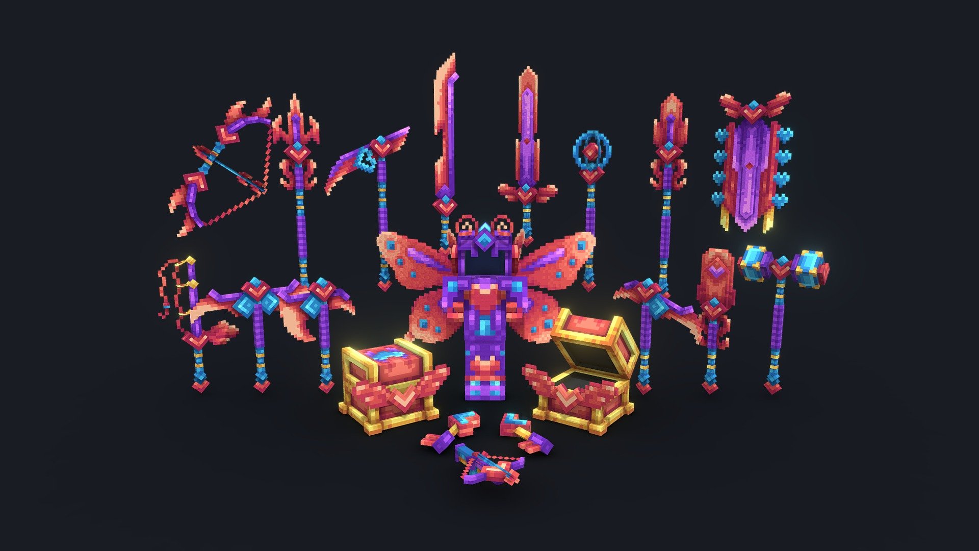 Sweetheart Weapons & Tools Set - 3D model by Polygony (@polygonymc ...