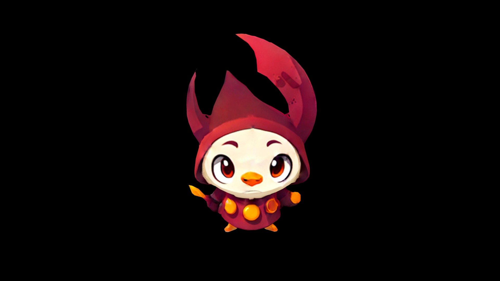 A cute, round cartoon animal dressed like a red - Download Free 3D ...