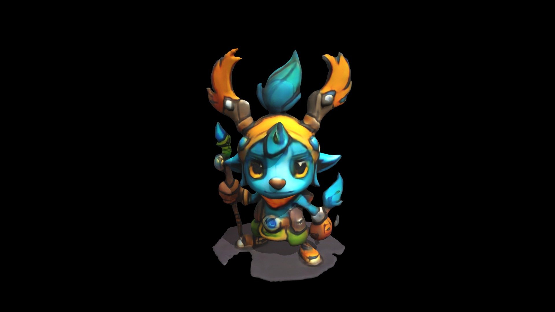 "An adorable blue mythical creature with horns, - Download Free 3D ...