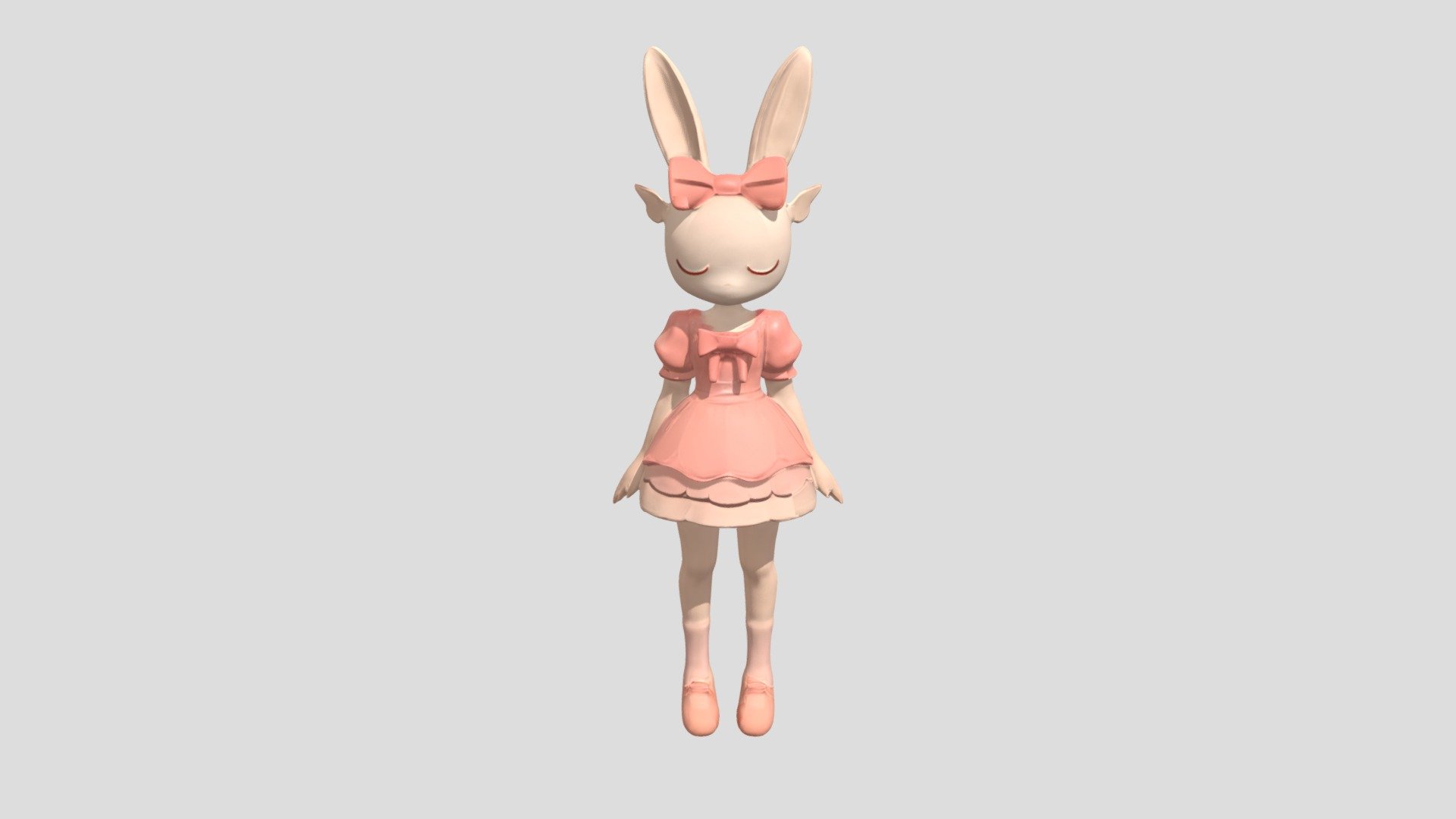 cute anthropomorphic bunny character in pink dr - Download Free 3D ...
