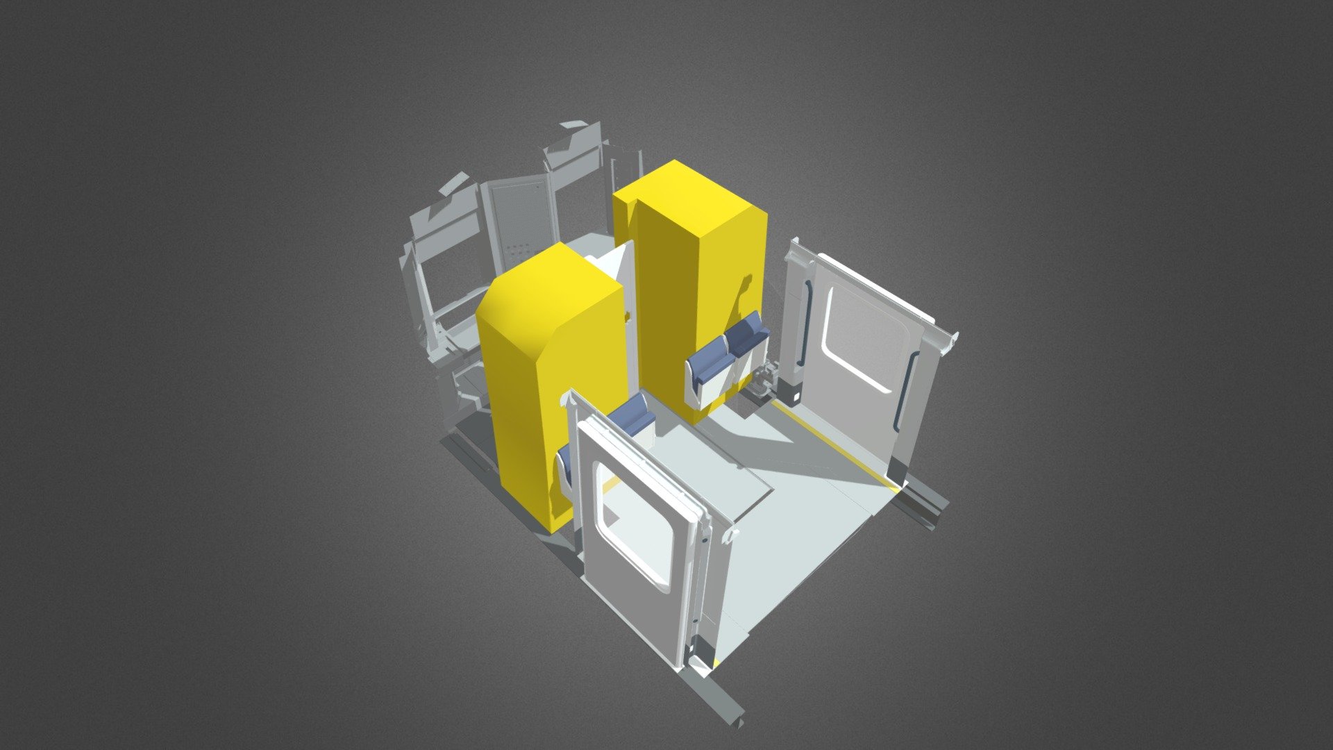 CAB300 Op. 3 Cupboards x2 & folding seats x4 - 3D model by stevegreen ...