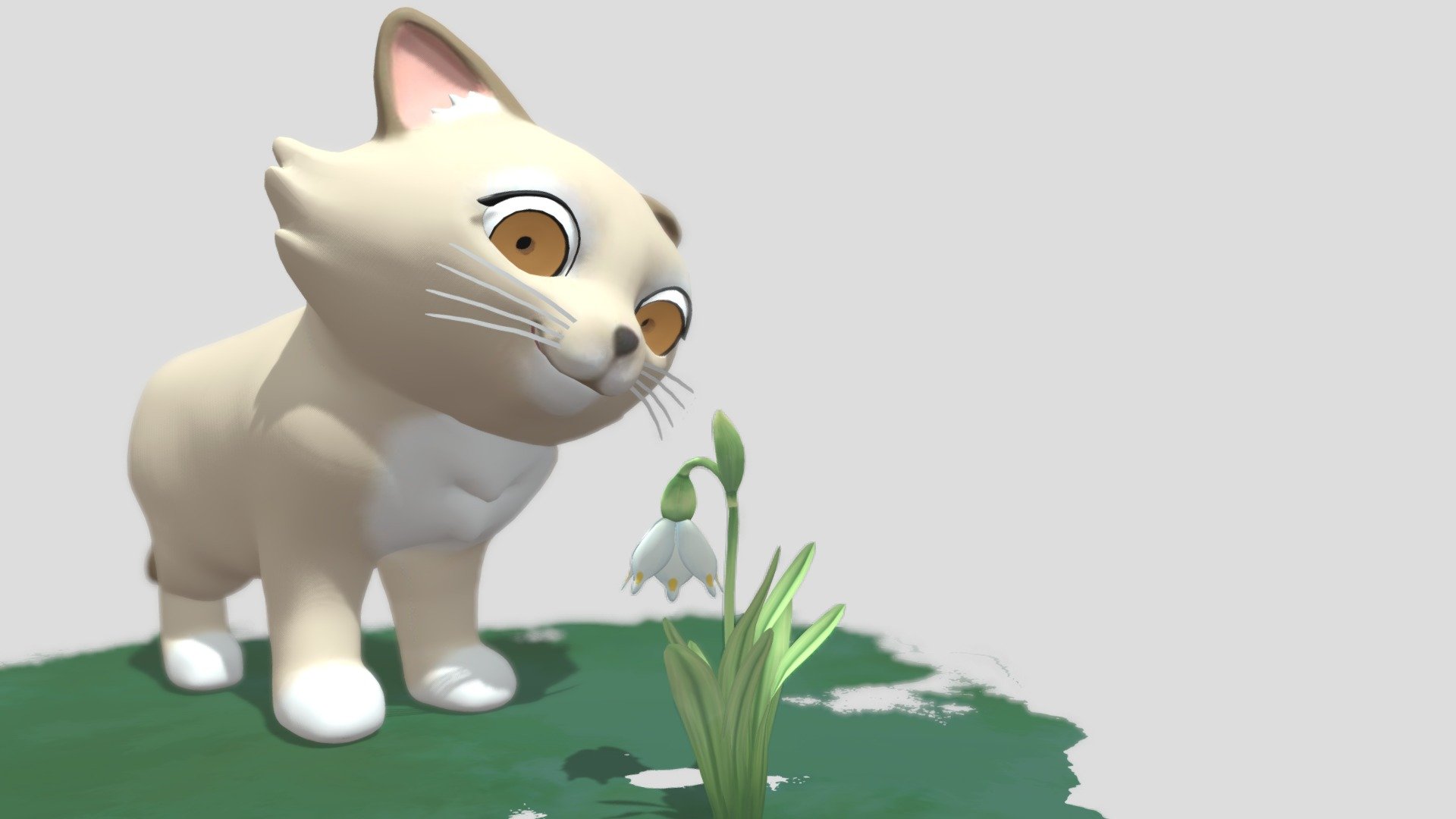 Hello spring! (Kitten animation) - 3D model by Esther Woyzella ...