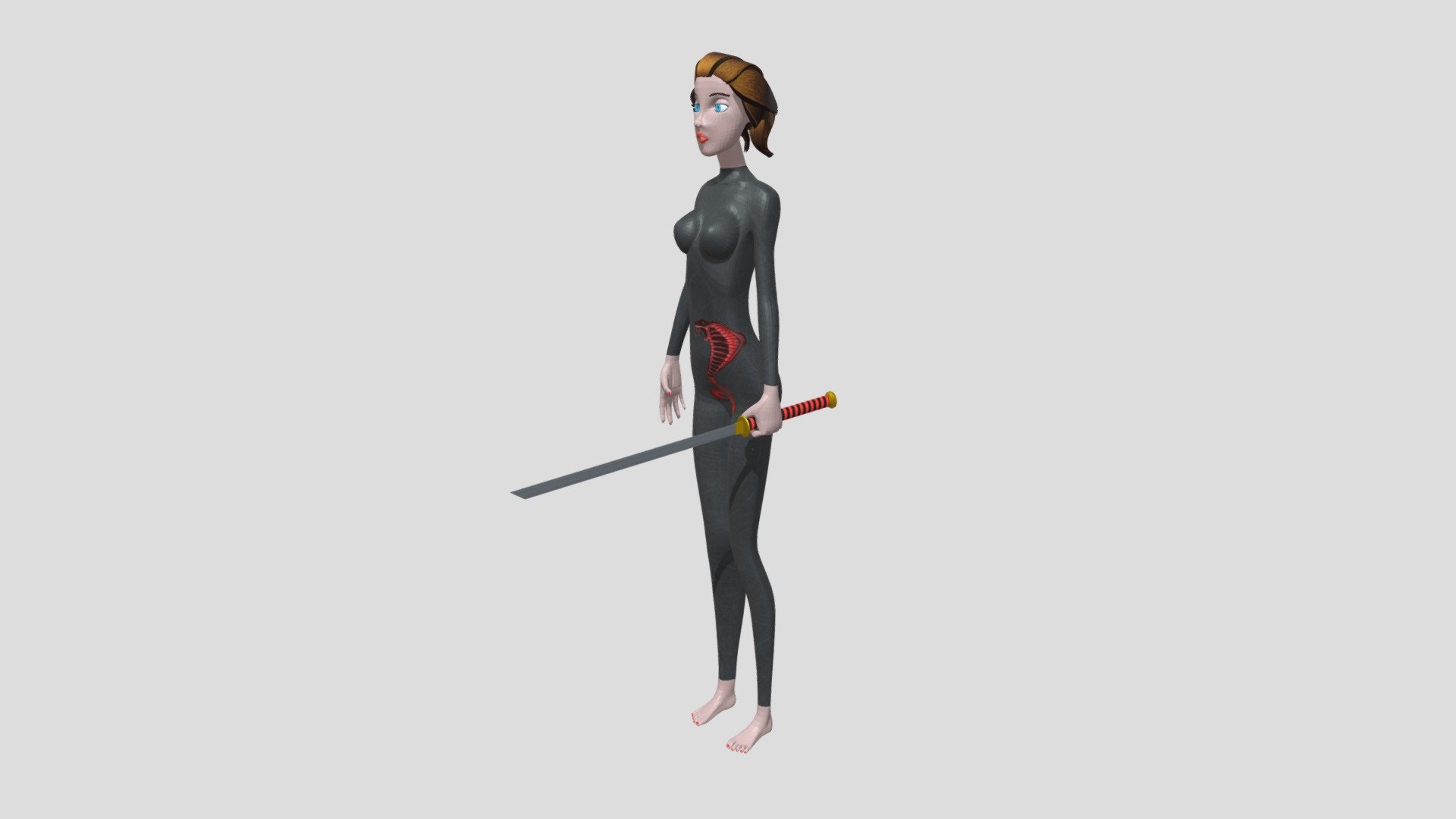 Ninja Girl with Ninjato Sword - 3D model by surejungle23247 ...