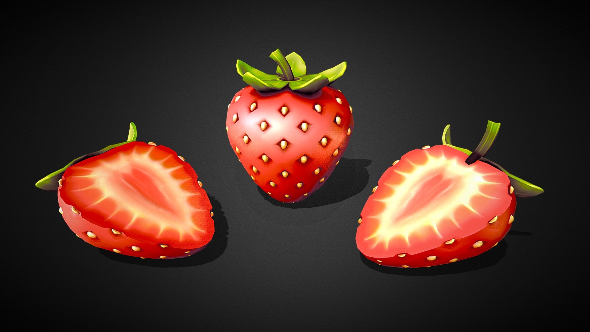 Strawberry Fruit Sliced Model - Buy Royalty Free 3D model by ...