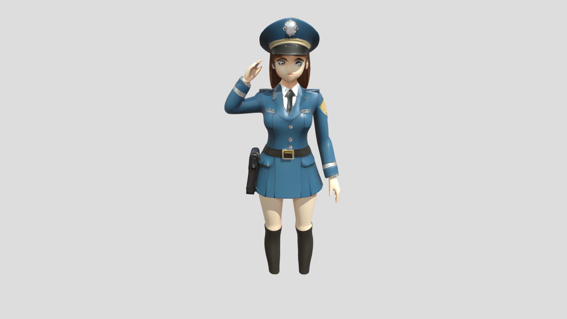 Anime police officer character - 3D model by ericyea [0f189cf] - Sketchfab