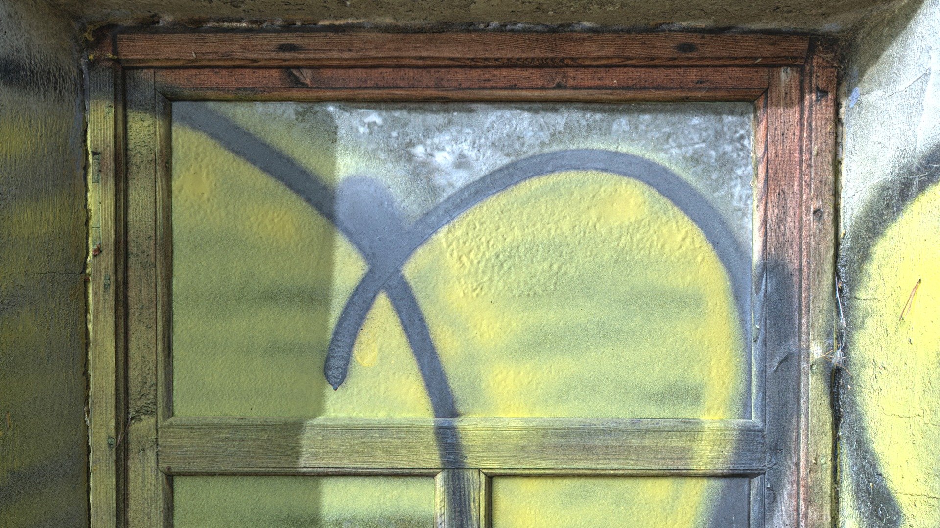 Window With Yellow Graffiti - Download Free 3D model by Abandoned Scans ...