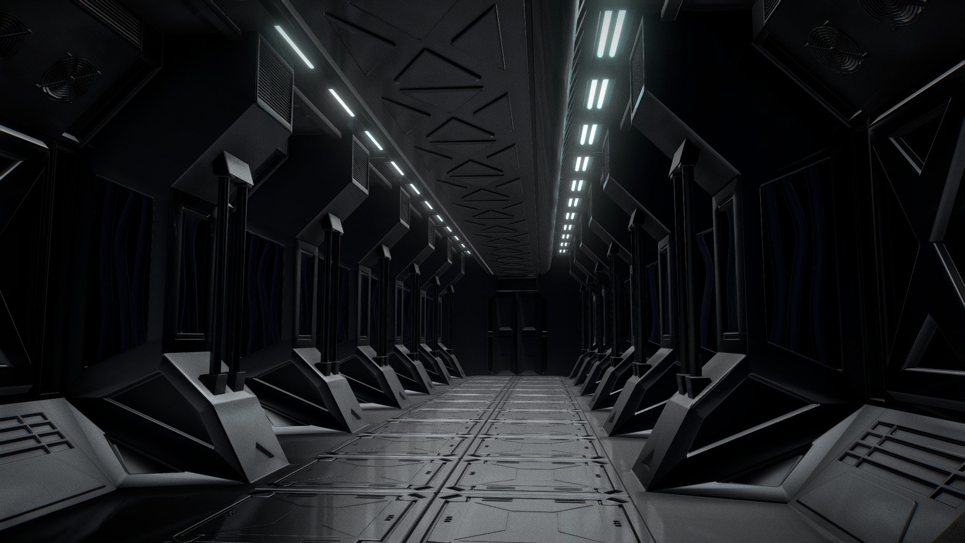 Sci-fi Hallway (high poly) - Download Free 3D model by Scarecrow ...