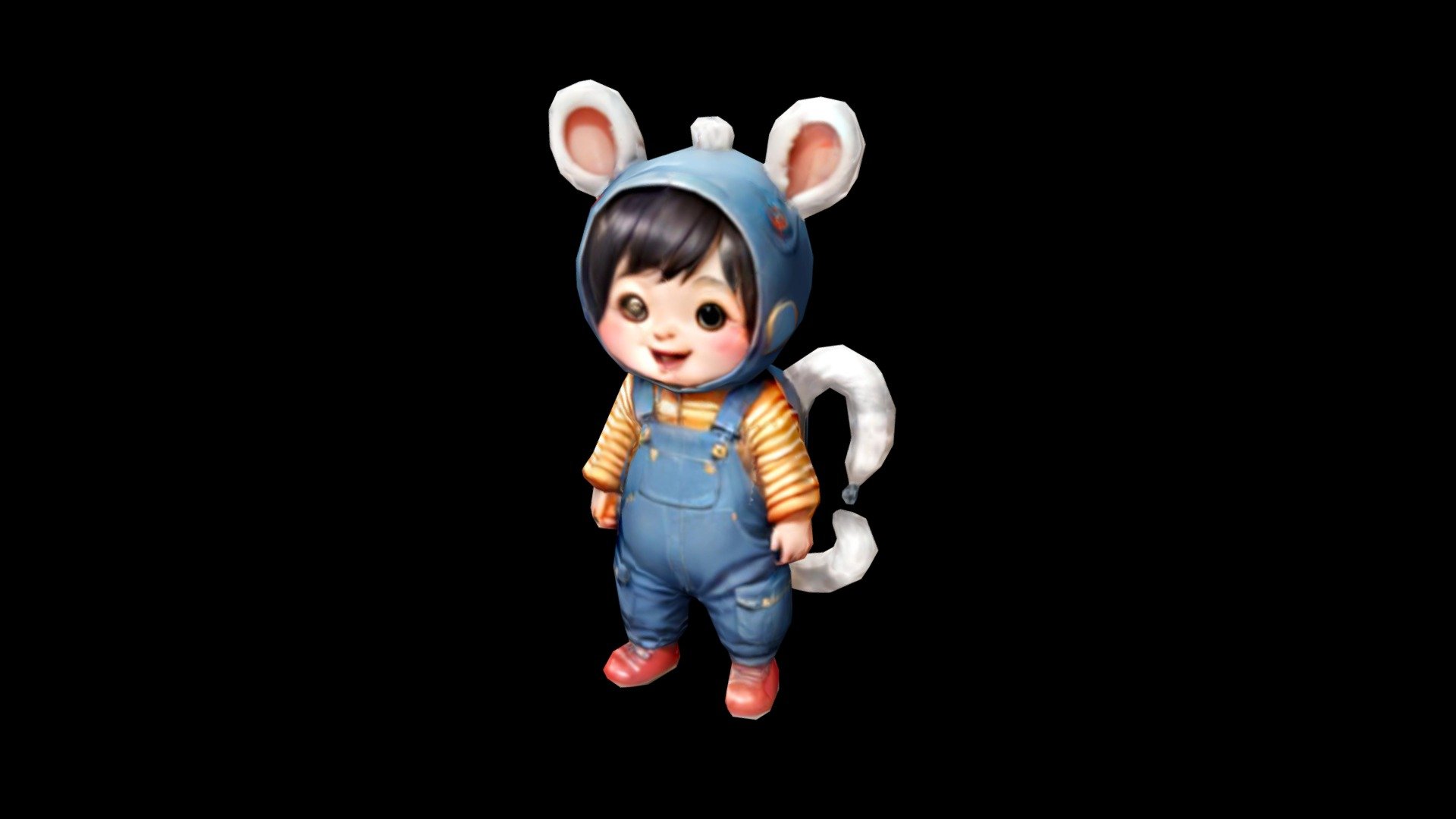 Adorable cartoon mouse child with blue hat and o - Download Free 3D ...