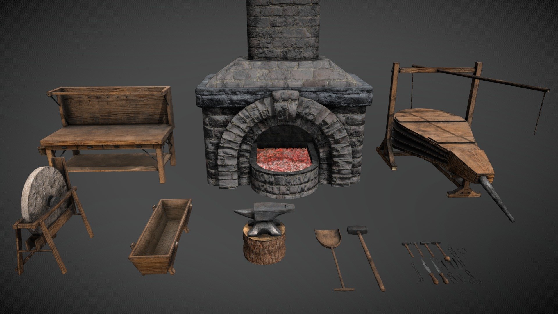Asset Pack - Blacksmith Equipment - Download Free 3D model by Mike ...