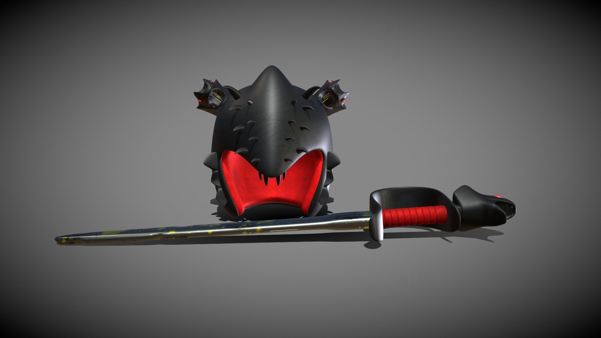 Snake Warrior Helmet with Sword - Buy Royalty Free 3D model by ...