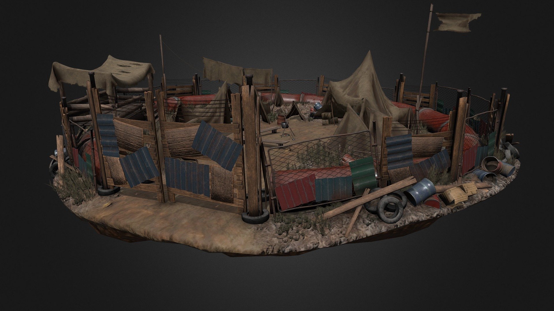 Tent camp - 3D model by ckatuh [0f51972] - Sketchfab