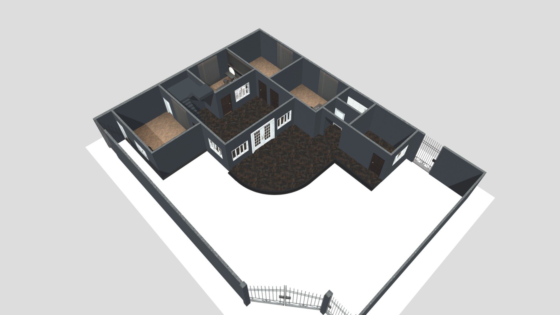 Ground Floor 3D Model Detailed Interior Layout - 3D model by ...