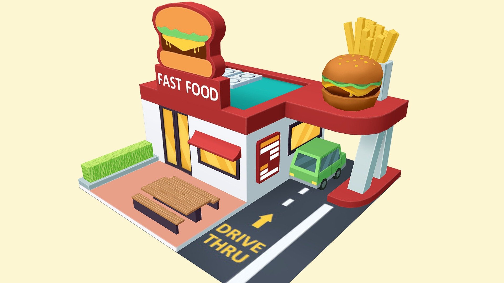 Fast Food Restaurant - Download Free 3D model by PolyOne Studio ...