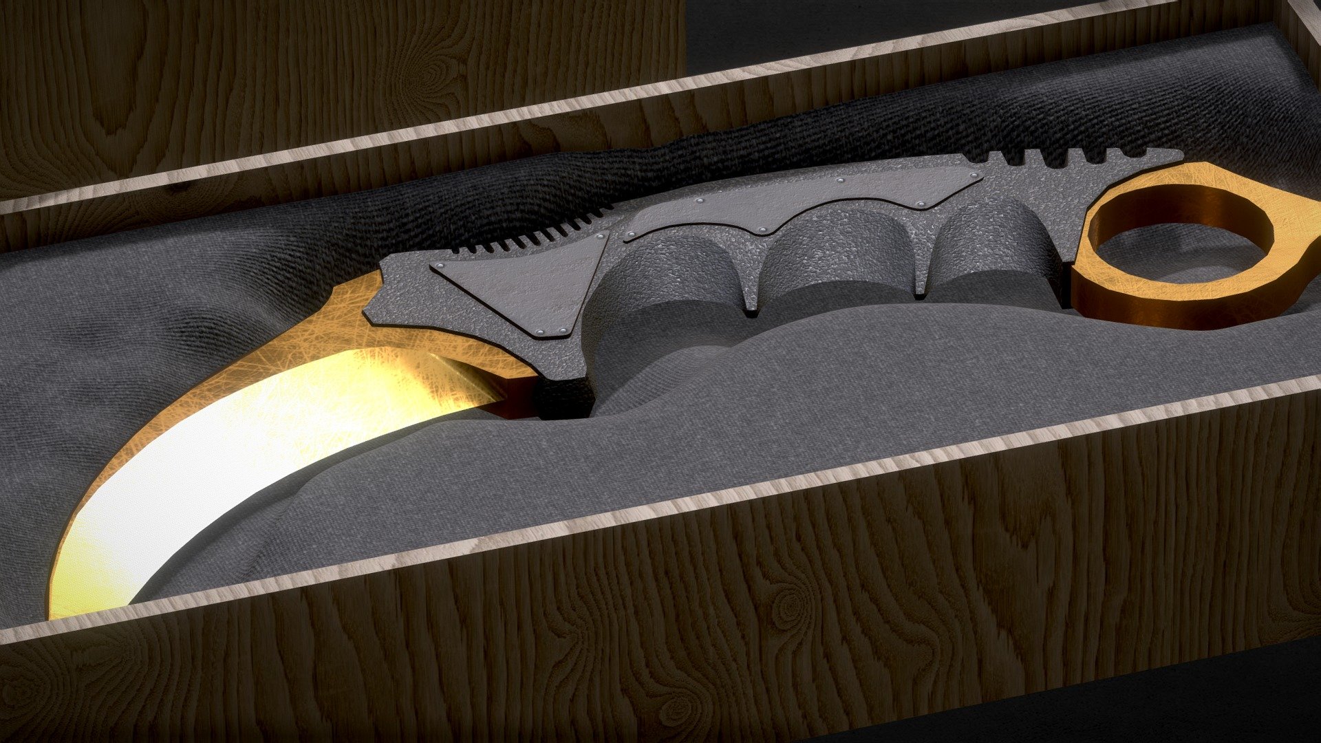 Golden Karambit Knife - 3D model by Jake Brotherton (@jakebrotherton ...