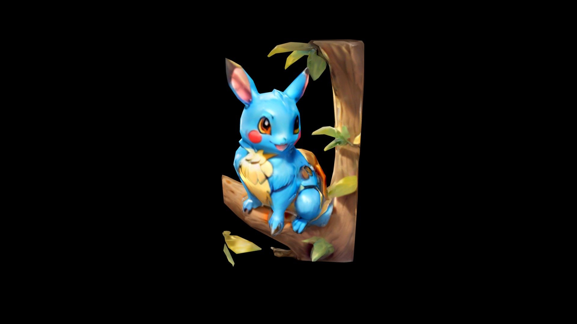 An image of a blue, fluffy Pokemon with pink ear - Download Free 3D ...