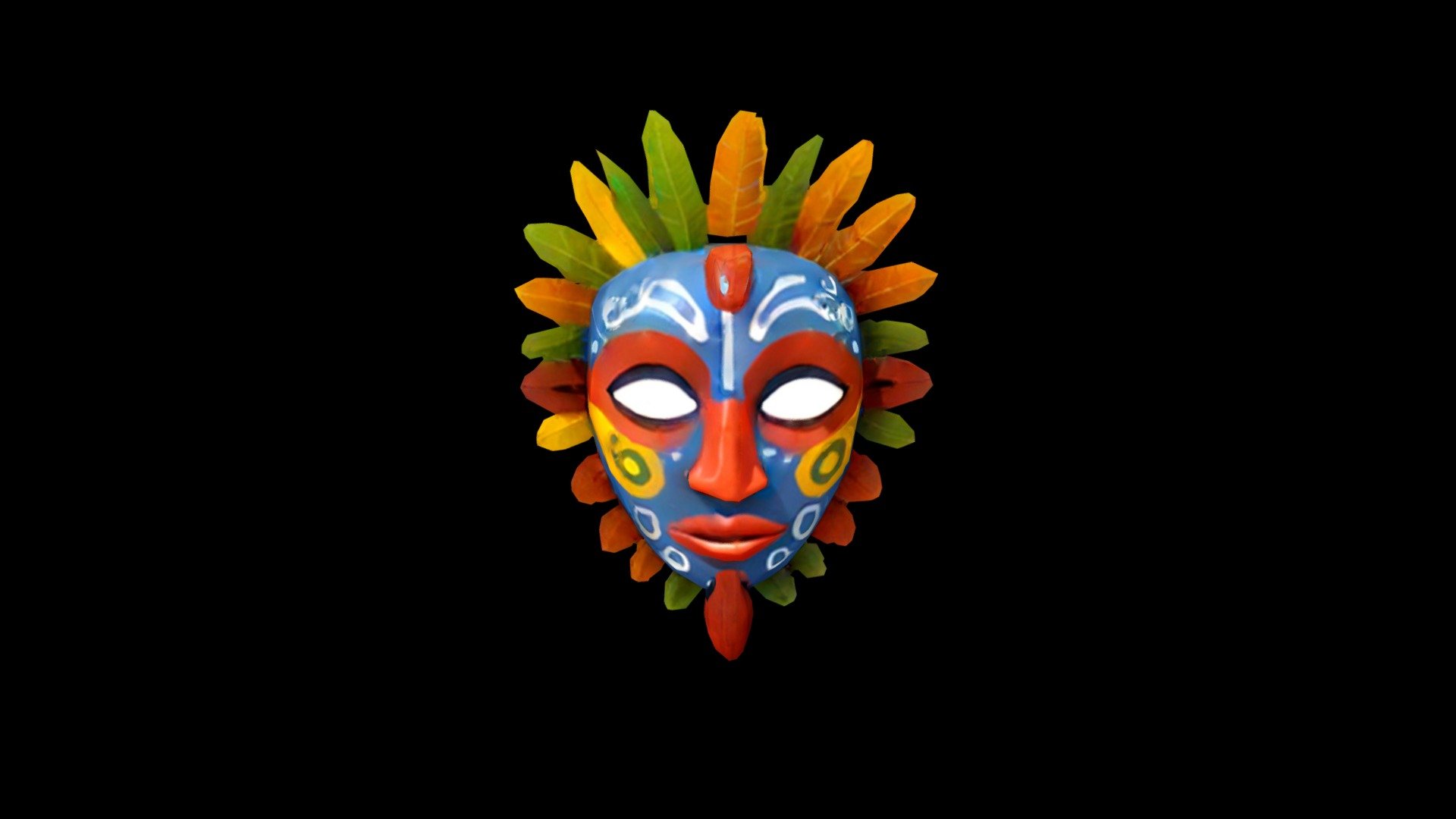 The image features a colorful mask with a red an - Download Free 3D ...