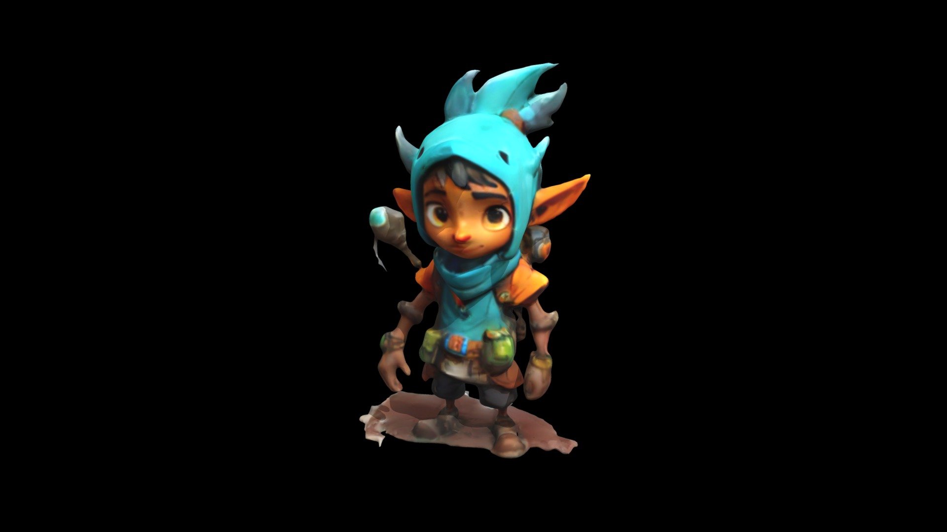 a cartoon character with a blue hood and oran - Download Free 3D model ...