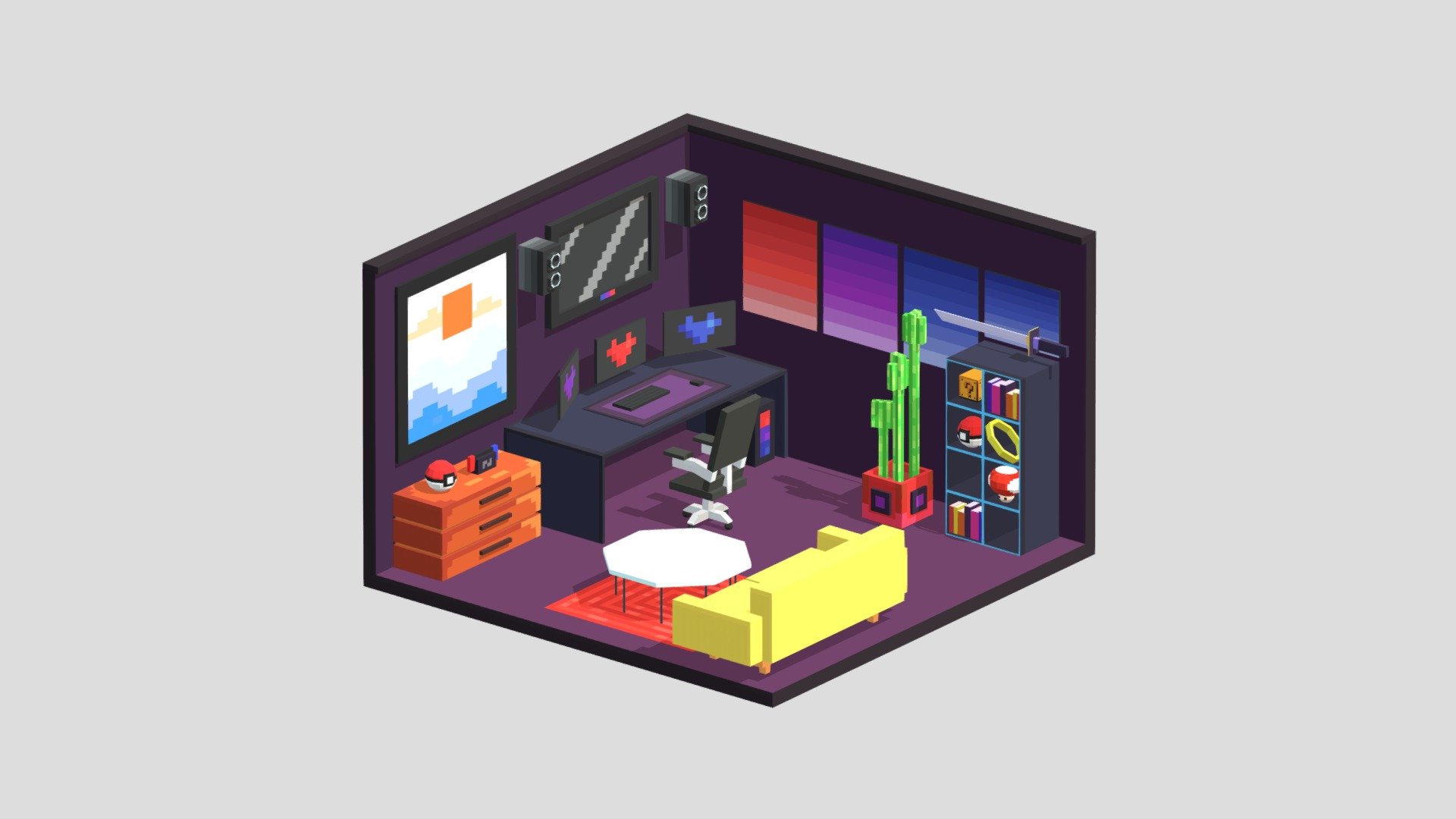 Gamer room uitwerking - 3D model by NPChaos [0f7b323] - Sketchfab
