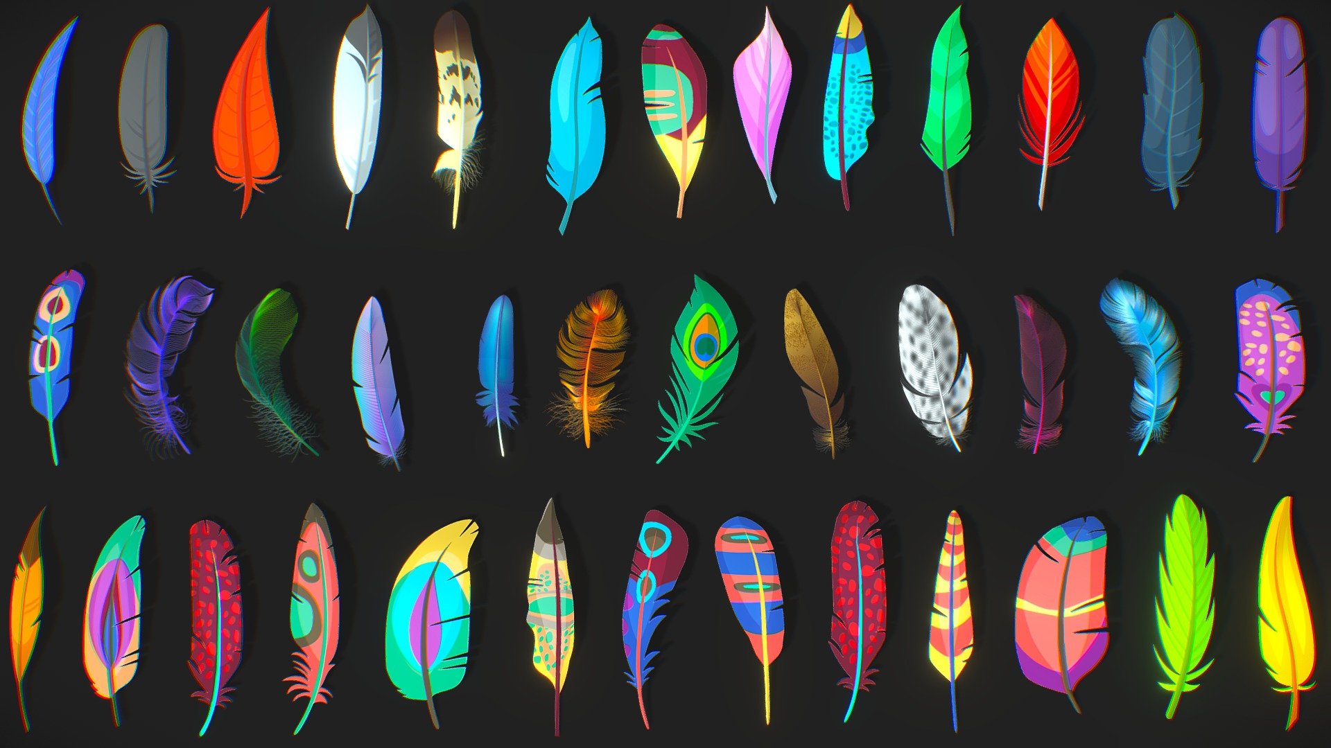 Feathers Assets Pack (Low Poly) - Buy Royalty Free 3D model by Prisha ...