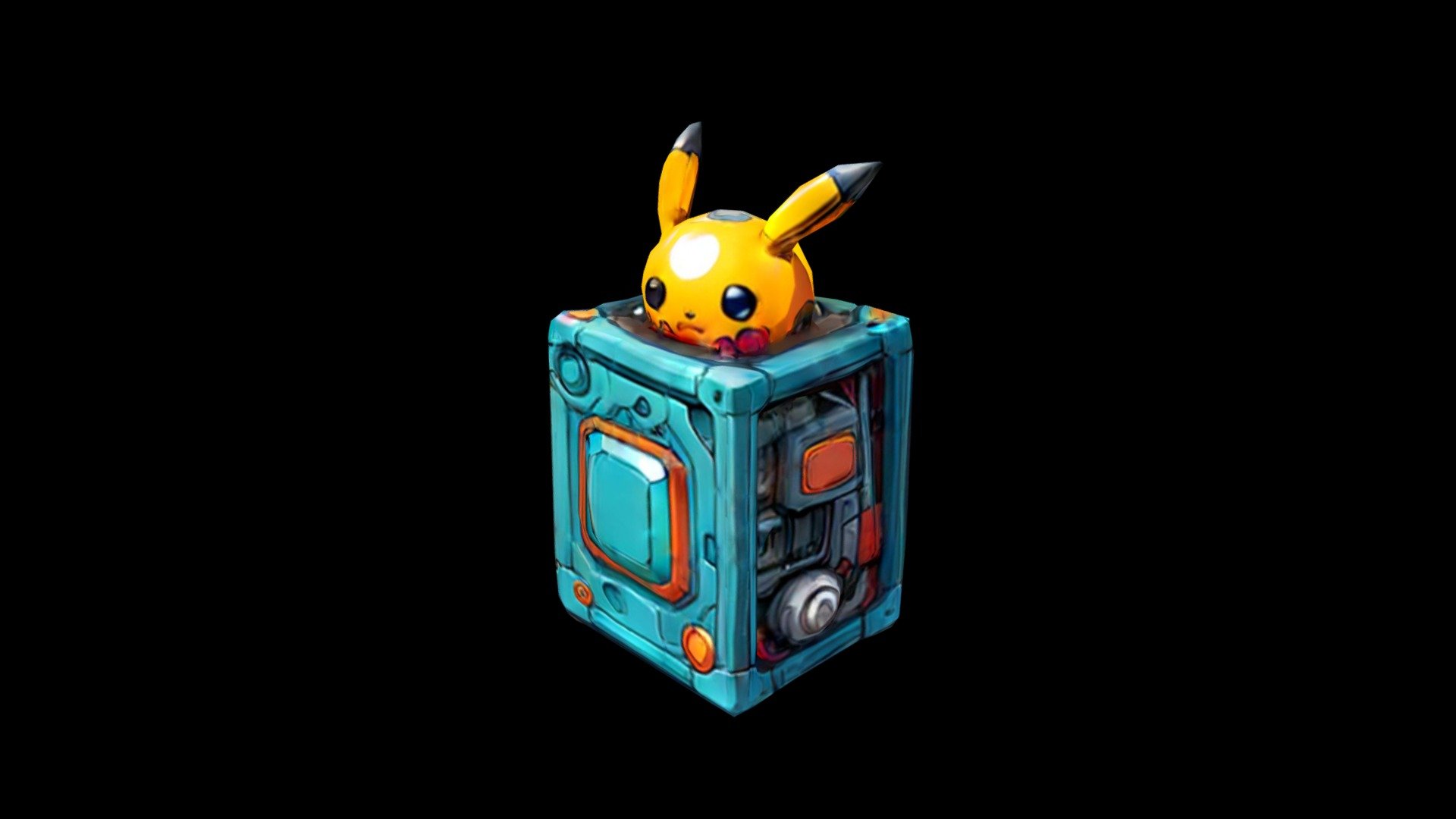 "Pokemon Box Pikachu"A light blue Pokemon box wi - Download Free 3D ...