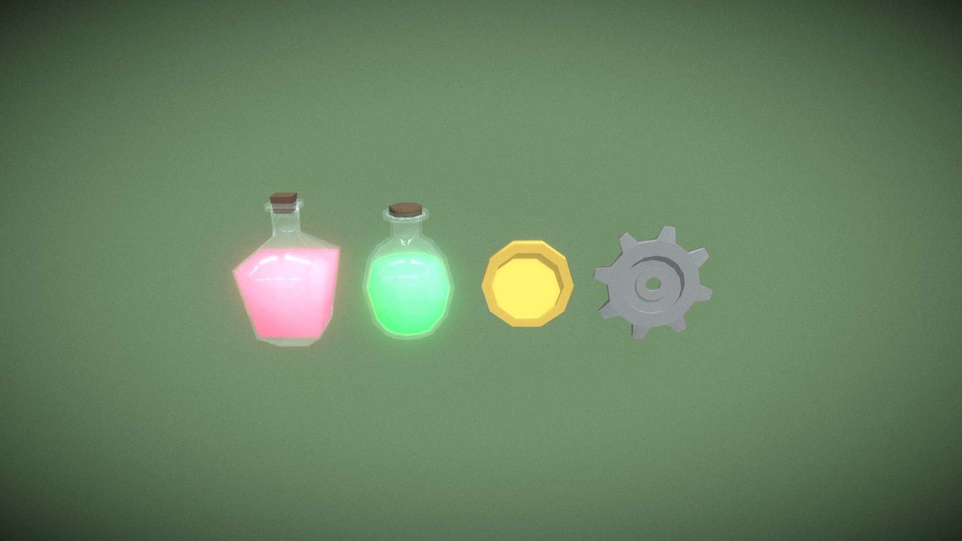 Potions and coins for mobile game - 3D model by Adrián Pueyo Bernardini ...