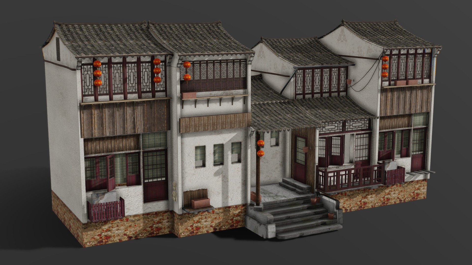 Chinese Street - Modular Buildings - Set - Buy Royalty Free 3D model by ...
